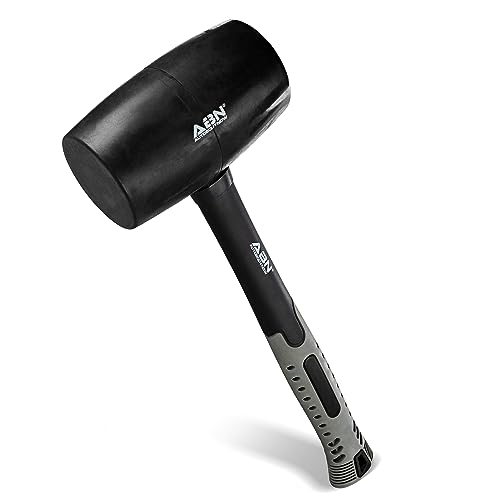 ABN Rubber Mallet 32 Ounce - Shock-Absorbing Fiberglass Handle with Textured Cushion Grip for All Jobs