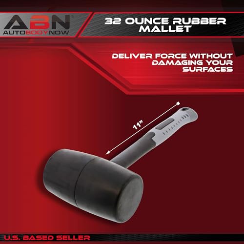 ABN Rubber Mallet 32 Ounce - Shock-Absorbing Fiberglass Handle with Textured Cushion Grip for All Jobs