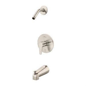 pfister pfirst modern tub and shower trim without shower head (valve sold separately), single handle, brushed nickel finish, r89070k