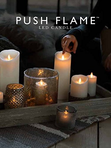 RAZ IMPORTS INC Push Flame Flameless Battery Operated LED Pillar Candle Ivory 3.5"x 9" for Home Décor, Holiday and Gift