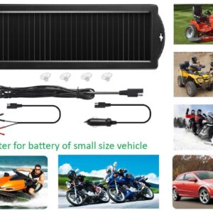 Sunway Solar Car Battery Trickle Charger & Maintainer 12V Solar Panel Power Battery Charger With Cigarette Lighter Plug Battery Clamp For Car Automotive Motorcycle Boat Marine Snowmobile Watercraft RV