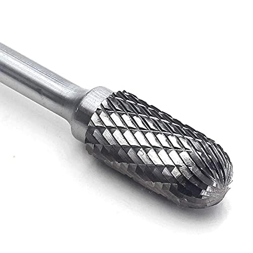 YUFUTOL SC-5L6 Tungsten Carbide Burr - 6” (152.4mm) Long Double Cut Carbide Burr File (1/2” cutter Dia X 1”Cutter Length) with 1/4 Shank Dia Cylinder with Ball Nose Shape,1pcs