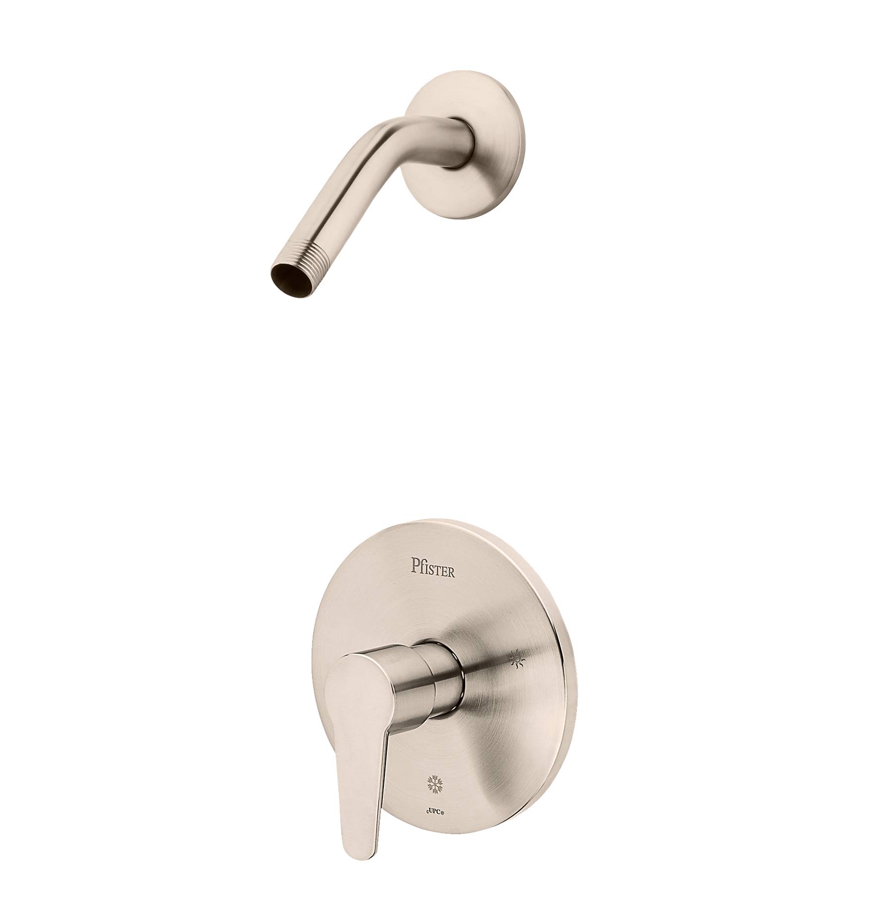 Pfister Pfirst Modern Tub & Shower Valve Only Trim (Valve Not Included), Includes Shower Arm, 1-Handle, Brushed Nickel Finish, R89060K