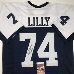 autographed/signed bob lilly hof 80 dallas thanksgiving day football jersey jsa coa