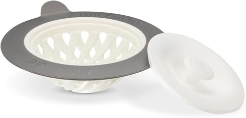 Full Circle Sinksational Sink Strainer with Stopper, White/Gray