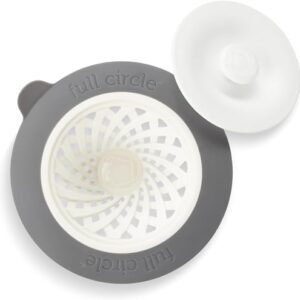 Full Circle Sinksational Sink Strainer with Stopper, White/Gray