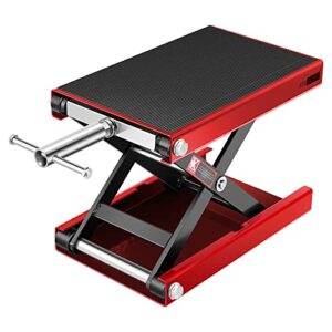 vivohome motorcycle lift scissor jack steel wide deck hoist crank center stand 1100 lbs capacity for motorcycles, atvs, dirt bikes