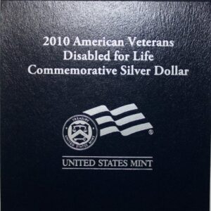 2010 W Commemorative UNC Silver Dollar American Veterans Disabled for Life $1 US mint Brilliant Uncirculated