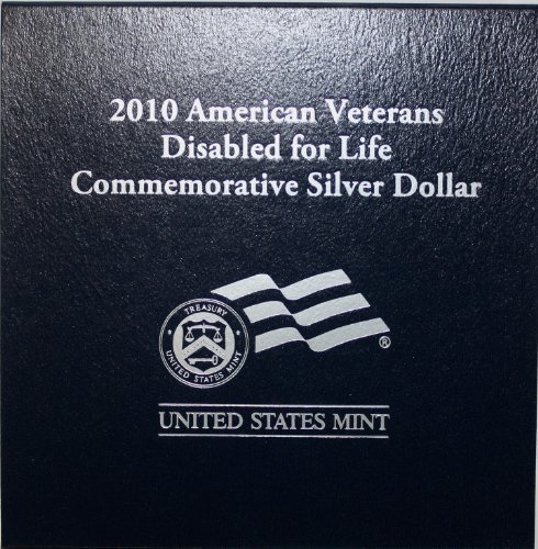 2010 W Commemorative UNC Silver Dollar American Veterans Disabled for Life $1 US mint Brilliant Uncirculated