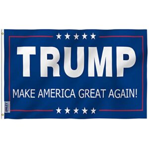 anley fly breeze 3x5 foot donald trump flag - vivid color and fade proof - canvas header and double stitched - the 45th u.s. president flags polyester with brass grommets 3 x 5 ft