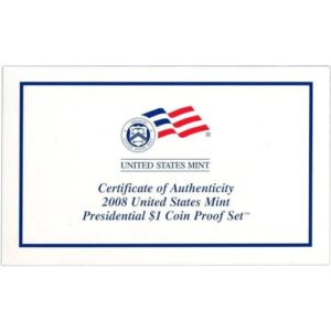 2008 S Presidential Dollar Proof Set - 4 coins - All S Mint Coins - Original Package with COA - $1 US Mint - Gem Proof - DCAM