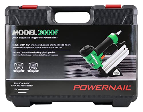 Powernail 2000F Pneumatic 20 Gauge Trigger Pull L-Cleat Nailer for Engineered and Hardwood Flooring