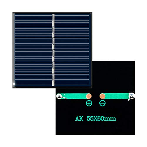 2Pcs 3V 150mA 0.45W 60x55mm Micro Mini Power Small Solar Cell Panel Module for DIY Solar Light Phone Charger Toy Flashlight (2)