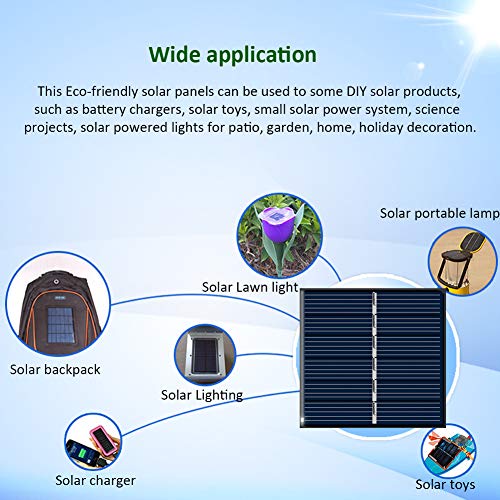 2Pcs 3V 150mA 0.45W 60x55mm Micro Mini Power Small Solar Cell Panel Module for DIY Solar Light Phone Charger Toy Flashlight (2)