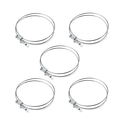 POWERTEC 70217 5 Inch Double Wire Hose Clamp with bolt, Adjustable Hose Clamps for Dust Collection Hose, Dust Collection System Accessories, Dryer Vent Hose & HVAC Air Hose, 5 pack (Color May Vary)