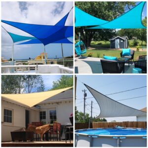 Patio Paradise 20' x 20' x 20' Turquoise Sun Shade Sail Triangle Canopy, High-Density Shade Cloth Canopy Pergolas Top Cover, Permeable UV Block Fabric Durable Outdoor