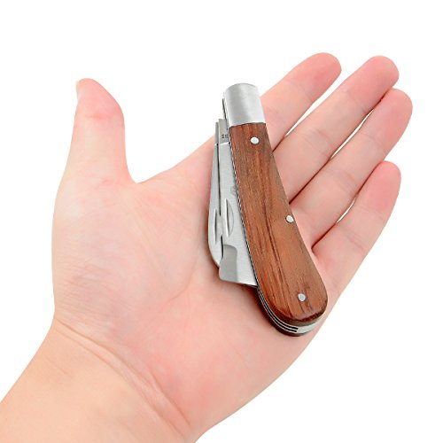 Pruning Knife, Double blade Grafting knife, Stainless Steel Garden Budding Knife, Linsen-outdoors Folding Pocket Knife For Grafting Multi Cutting Tool, Weed Bushes Branches Mushroom Diggig Knife