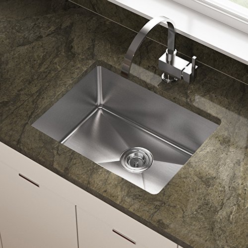 MR Direct 1823-16 Stainless Steel Undermount 23 in. Single Bowl Kitchen Sink