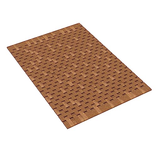 Facilehome Teak Wood Bath Shower Mat for SPA Sauna with Mutiple Silica Gel Feet 27.5X19.7X0.31-Inch