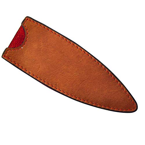 deejo - Leather Sheath 1.3 oz, Natural - Genuine Calf Leather - Protecting and Safely Carrying your Pocket Knife