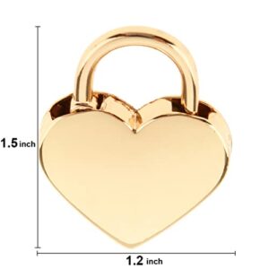 Warmtree Small Metal Heart Shaped Padlock Mini Lock with Key for Jewelry Box Storage Box Diary Book,Pack of 2,Gold