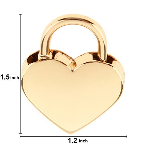 Warmtree Small Metal Heart Shaped Padlock Mini Lock with Key for Jewelry Box Storage Box Diary Book,Pack of 2,Gold