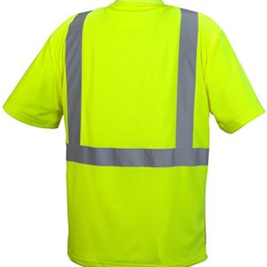 Pyramex Safety RTS2110BL Hi-Vis SAFETY Shirt with Moisture Wicking Mesh, Large, Hi-Vis Lime