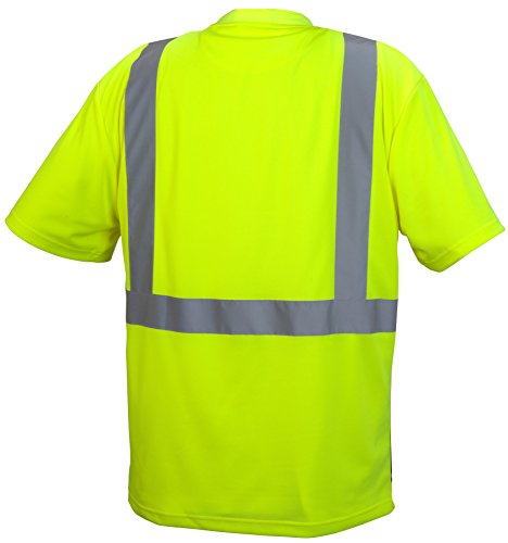 Pyramex Safety RTS2110BL Hi-Vis SAFETY Shirt with Moisture Wicking Mesh, Large, Hi-Vis Lime