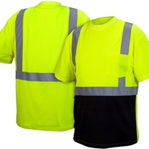 Pyramex Safety RTS2110BL Hi-Vis SAFETY Shirt with Moisture Wicking Mesh, Large, Hi-Vis Lime