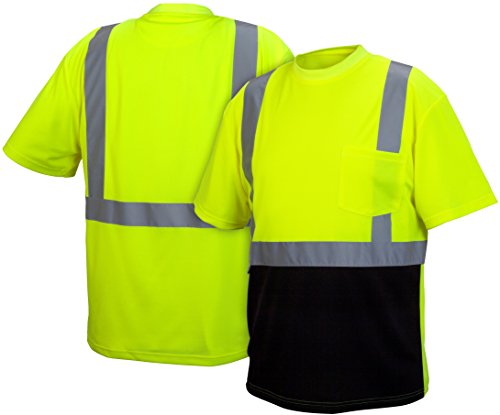 Pyramex Safety RTS2110BL Hi-Vis SAFETY Shirt with Moisture Wicking Mesh, Large, Hi-Vis Lime