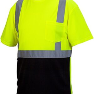 Pyramex Safety RTS2110BL Hi-Vis SAFETY Shirt with Moisture Wicking Mesh, Large, Hi-Vis Lime