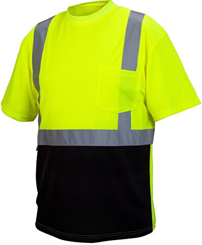 Pyramex Safety RTS2110BL Hi-Vis SAFETY Shirt with Moisture Wicking Mesh, Large, Hi-Vis Lime