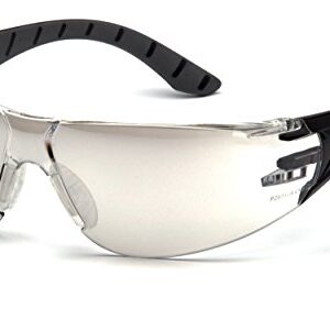 Pyramex Endeavor Plus Durable Safety Glasses, Black/Gray Frame, Indoor/Outdoor Mirror Lens