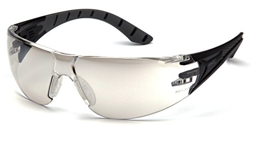 Pyramex Endeavor Plus Durable Safety Glasses, Black/Gray Frame, Indoor/Outdoor Mirror Lens