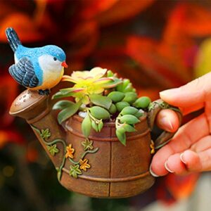 Messagee Creative Kawaii Bird Resin Flower Shower Pot Planter Garden Bonsai Succulent Plants Desk Flower Pot Brown