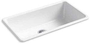 kohler 5707-0 iron/tones kitchen sink, white