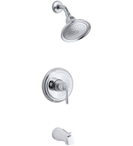 kohler ts395-4-cp devonshire(r) rite-temp(r) bath and shower valve trim with lever handle, npt spout and 2.5 gpm showerhead, 1, polished chrome