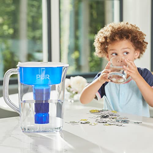 PUR Ultimate Filtration Water Filter Pitcher, 7 Cup, Clear/Blue