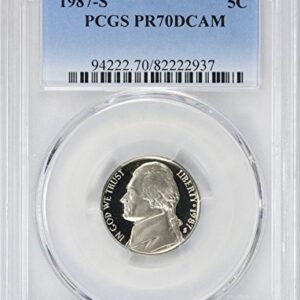 1987-S Jefferson Nickel, PR70DCAM, PCGS