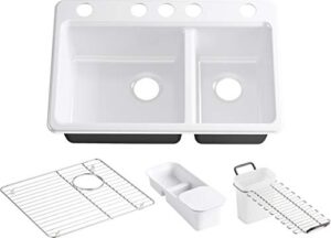 kohler k-8669-5ua3-0 riverby kitchen sinks, large, white