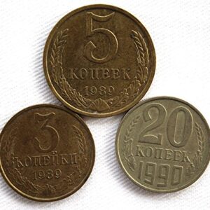 Soviet Union -Set of 7 Kopeks Coin USSR CCCP Cold War Era Hammer and Sickle