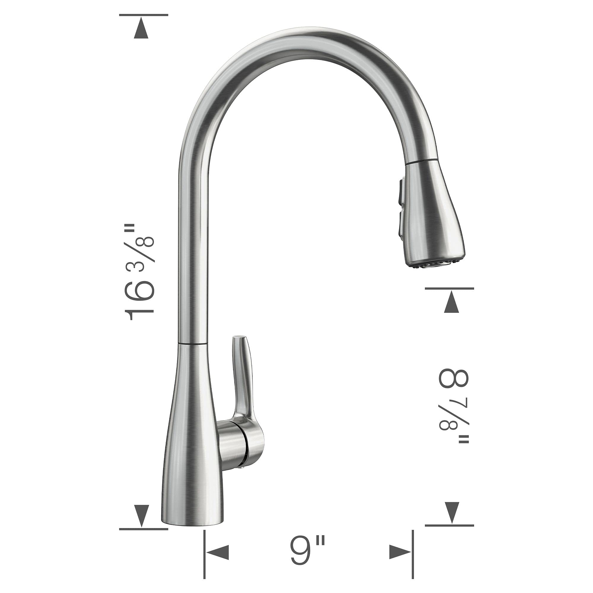 BLANCO, Stainless 442208 ATURA High Arc Pull-Down Dual Spray Kitchen Faucet, 1.5 GPM