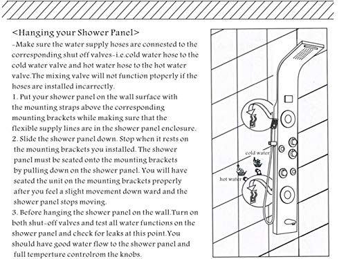 ELLO&ALLO LED Shower Panel Tower System, Rainfall and Mist Head Rain Massage Stainless Steel Shower Fixtures with Adjustable Body Jets, Brushed Nickel