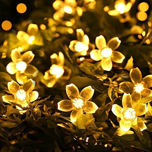 Fairy Lights Christmas Decorative Flower String Lights 33 Feet 100 LEDs, 8 Flash Modes with Tail Plug Connectable Cherry Flower Decorations Novelty Light for Party, Patio, Wedding, Home and Garden