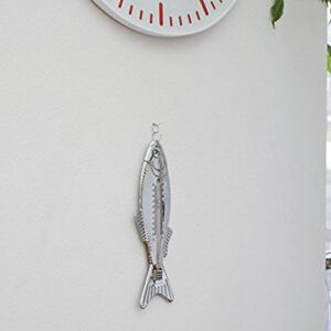 Kikkerland Hanging Fish Thermometer Chrome Plated Stainless Steel Farenheit/Celsius Indoor Outdoor