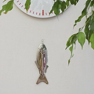 Kikkerland Hanging Fish Thermometer Chrome Plated Stainless Steel Farenheit/Celsius Indoor Outdoor