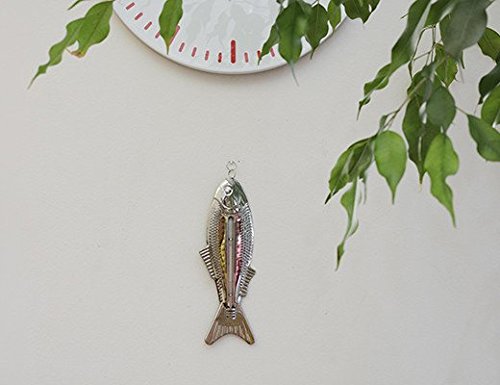 Kikkerland Hanging Fish Thermometer Chrome Plated Stainless Steel Farenheit/Celsius Indoor Outdoor