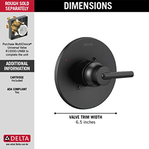 Delta Faucet Trinsic 14 Series Single-Function Black Shower Valve Trim Kit, Shower Handle, Delta Shower Trim Kit, Matte Black T14059-BL (Valve Not Included)