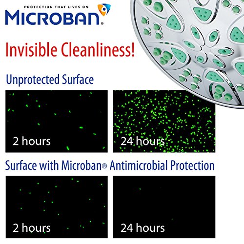 Antimicrobial/Anti-Clog High-Pressure 30-setting Dual Head Combination Shower by AquaDance with Microban Nozzle Protection From Growth of Mold, Mildew & Bacteria for a Healthier Shower – Aqua Blue