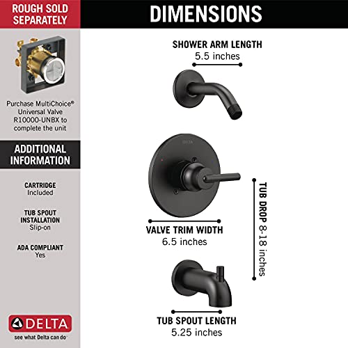 Delta Faucet Trinsic 14 Series Single-Handle Delta Shower Trim Kit, Matte Black Shower Fixture, Matte Black T14459-BLLHD (Shower Head & Valve Sold Separately)